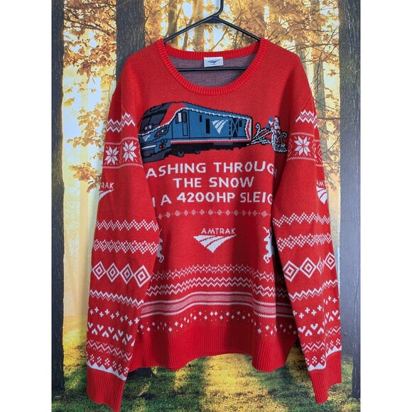 AMTRAK | Sweaters | Amtrak Ugly Christmas Sweater Train Holiday Sweater ...